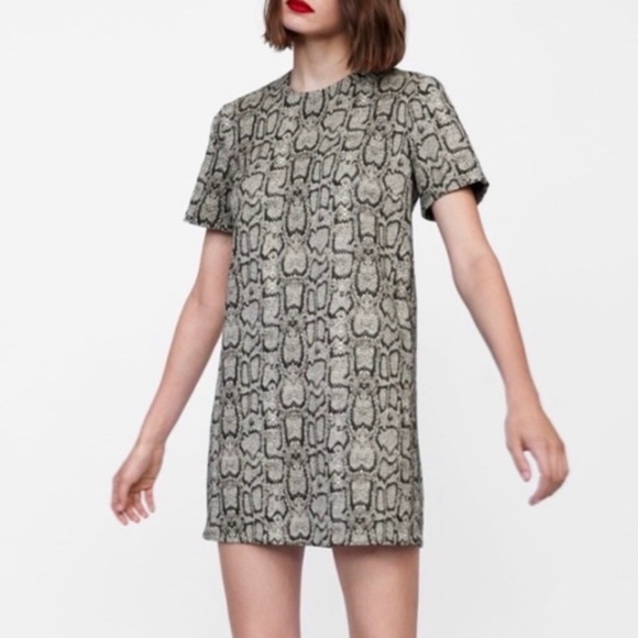 Zara | Dresses | Zara Snakeskin Oversized Tunic Mini Dress | Poshmark
